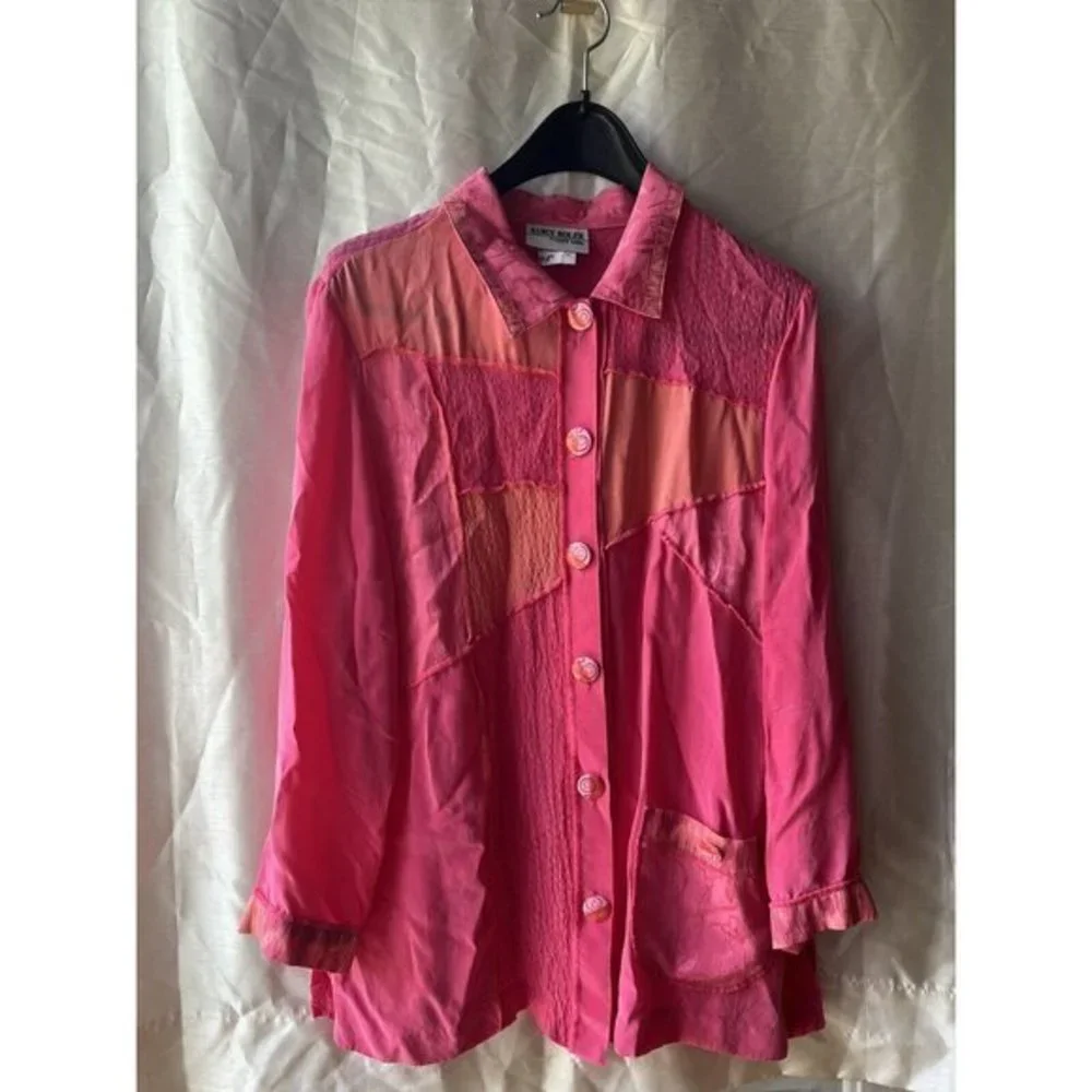City Girl | Tops | Vintage Nancy Bolen Pink Patchwork Blouse Womens ...